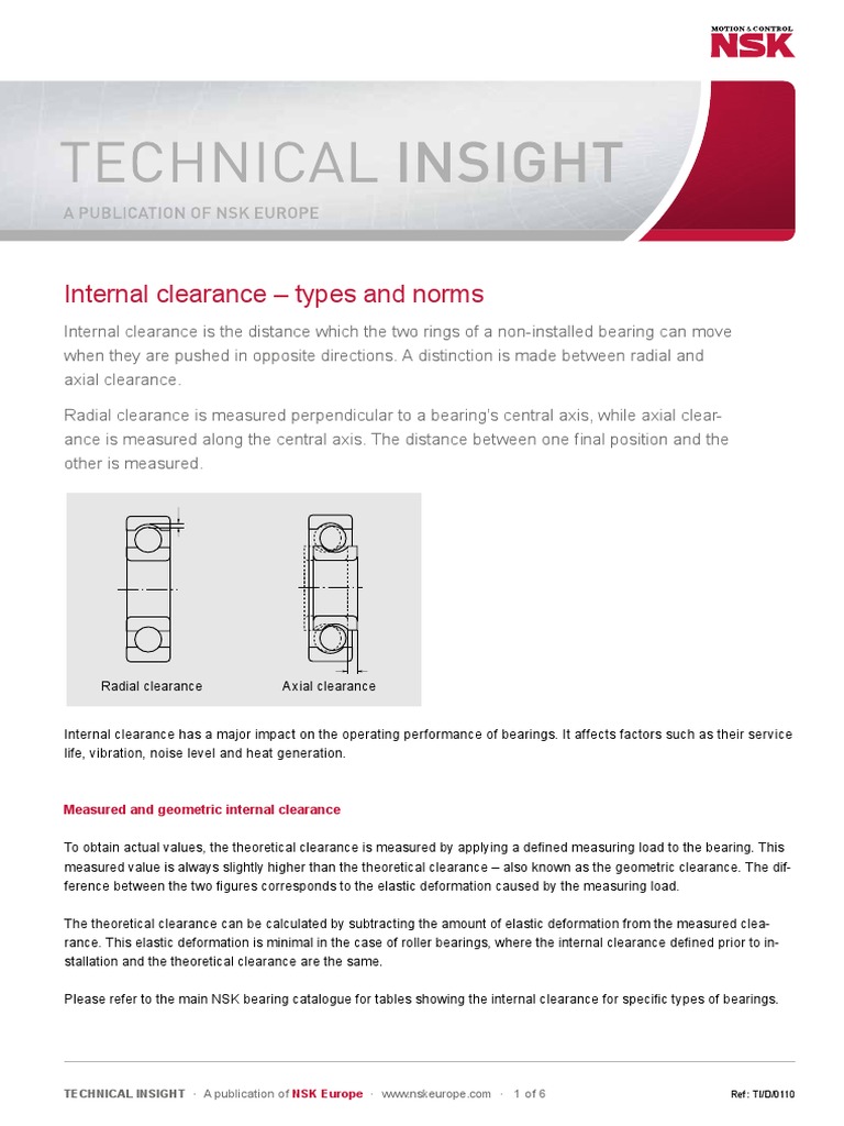 Internal Clearance - Types and Norms | PDF | Bearing (Mechanical ...