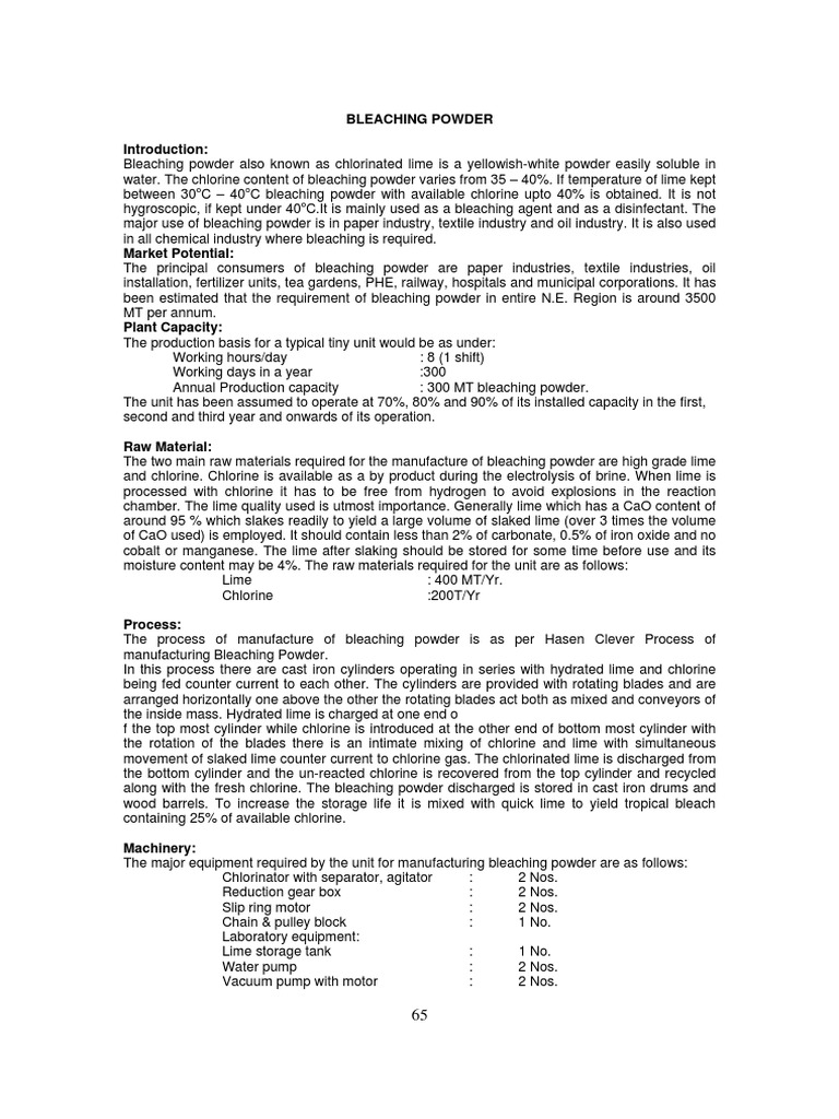 Bleaching Powder | PDF | Lime (Material) | Bleach