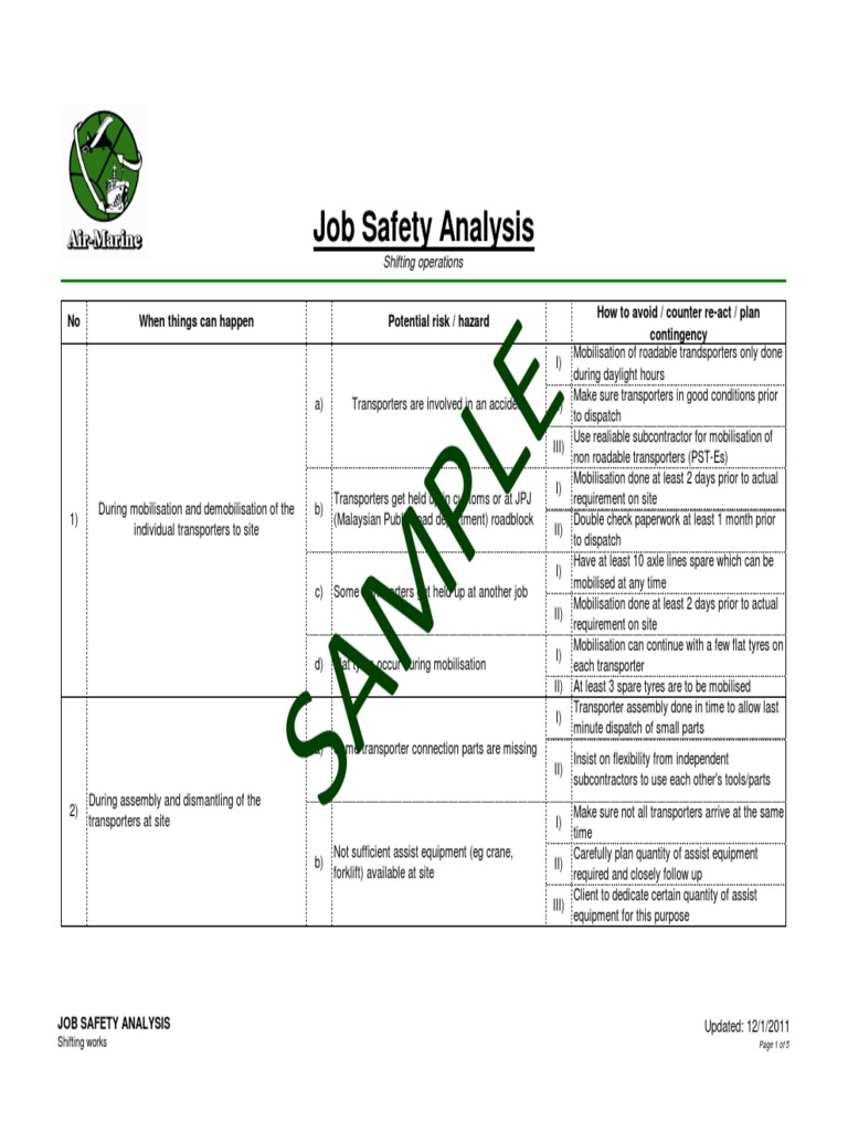 JSA Shifting | PDF | Tire | Transport