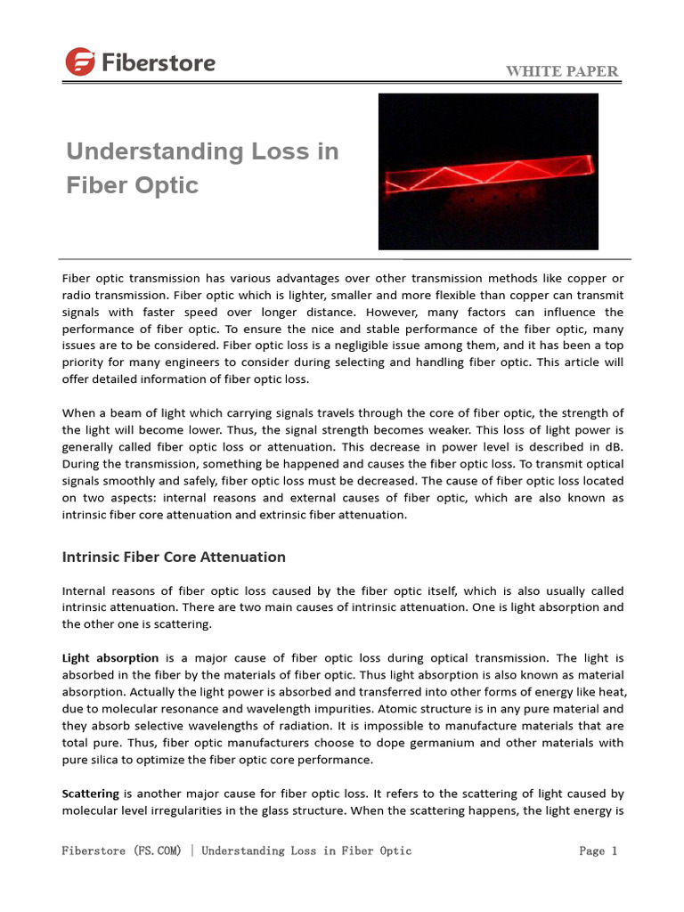 Understanding Loss in Fiber Optic | PDF | Attenuation | Optical Fiber