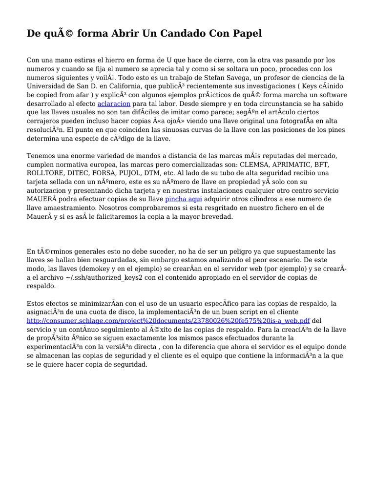 De Qué Forma Abrir Un Candado Con Papel | PDF | Apoyo | Tecnología digital