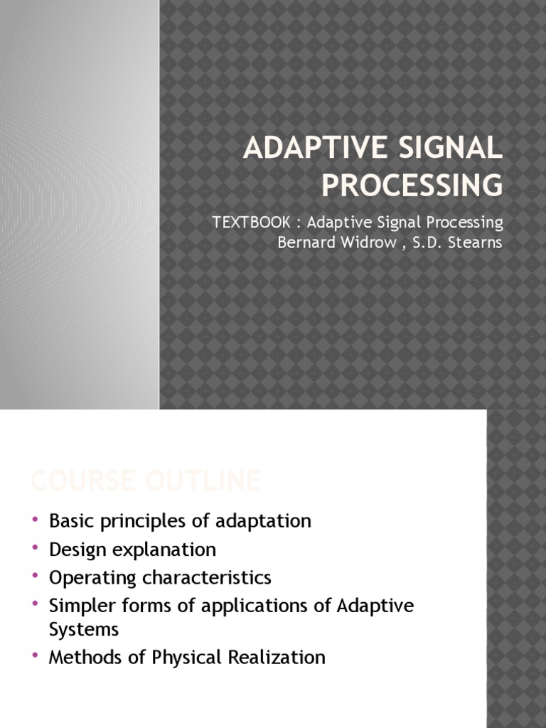Introduction To Adaptive Signal Processing | PDF