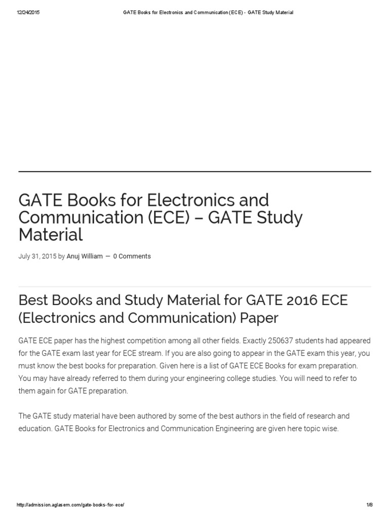 GATE Books For Electronics and Communication (ECE) - GATE Study ...