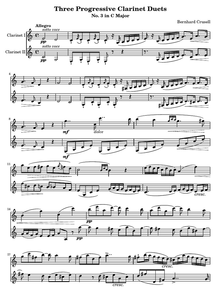 Crusell Duet 3 First Movement For 2 Clarinets | PDF | Classical Music ...