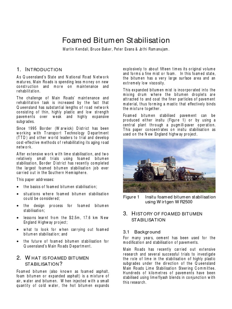 Foamed Bitumen Stabilisation PDF | PDF | Road Surface | Asphalt
