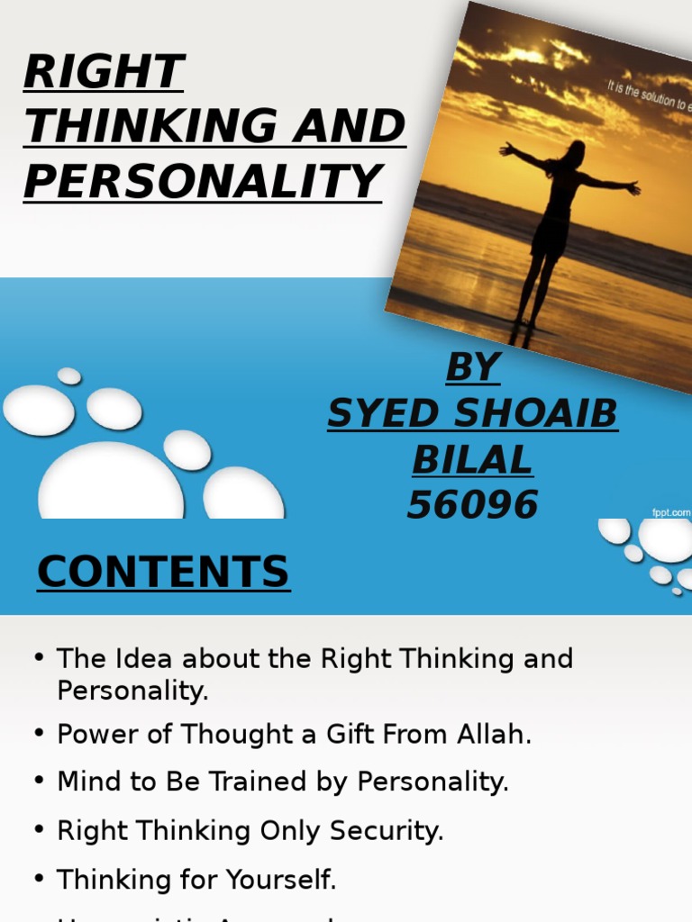 Right Thinking and Personality | PDF | Mind | Thought