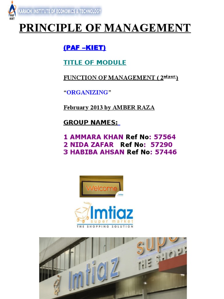 Principle of Management: (Paf - Kiet) | PDF | Survey Methodology ...