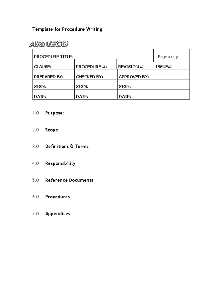 Procedure Writing Template Guide | PDF | Business | Computers