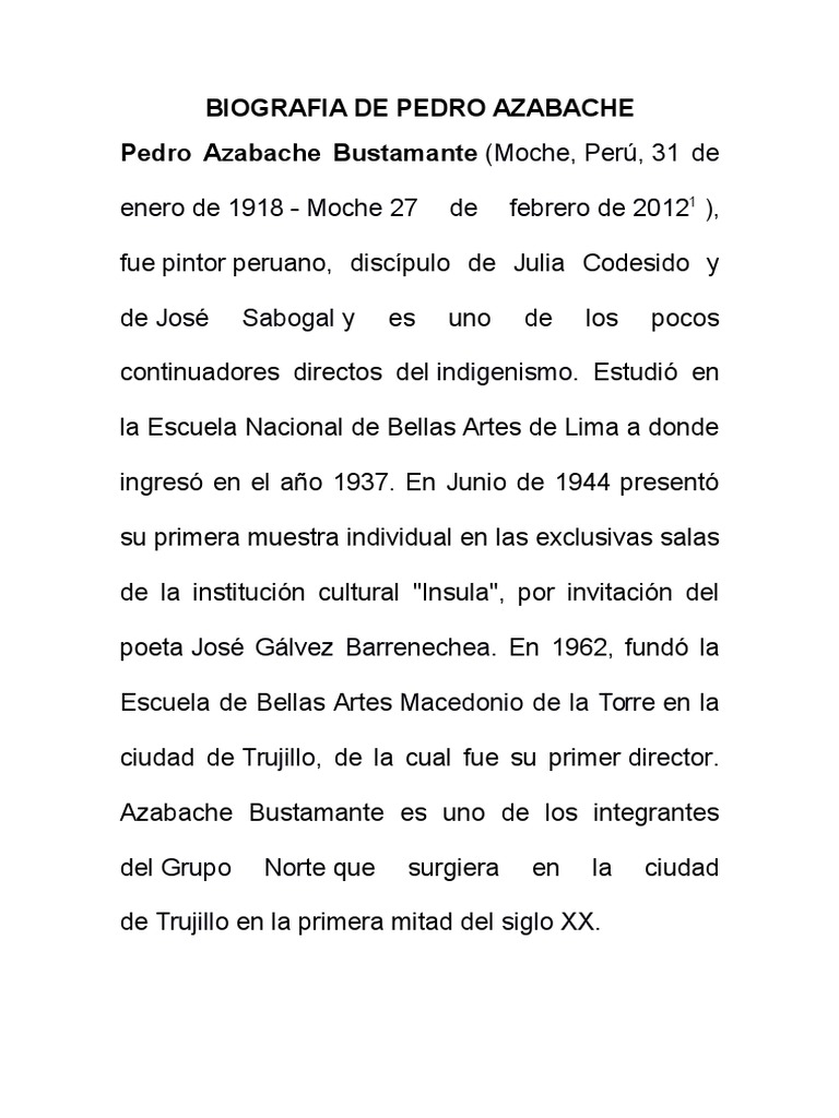 Biografia de Pedro Azabache | PDF | Fotografía aérea | Bailes