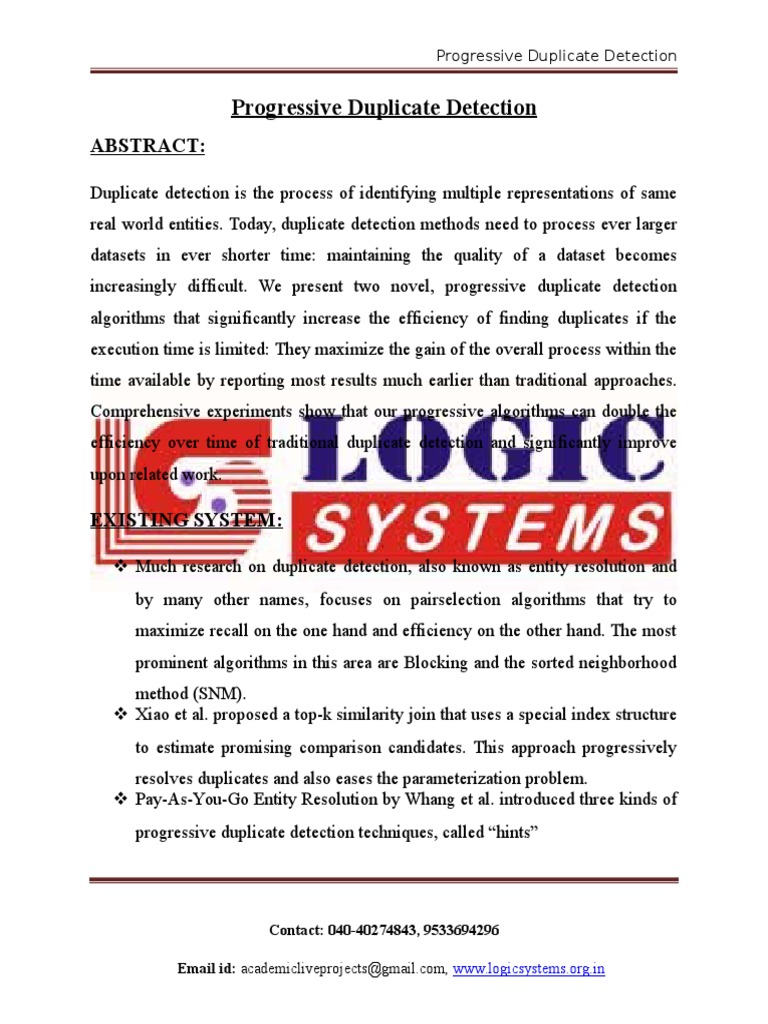 Lsj1512 Progressive Duplicate Detection Pdf Algorithms Computer Science