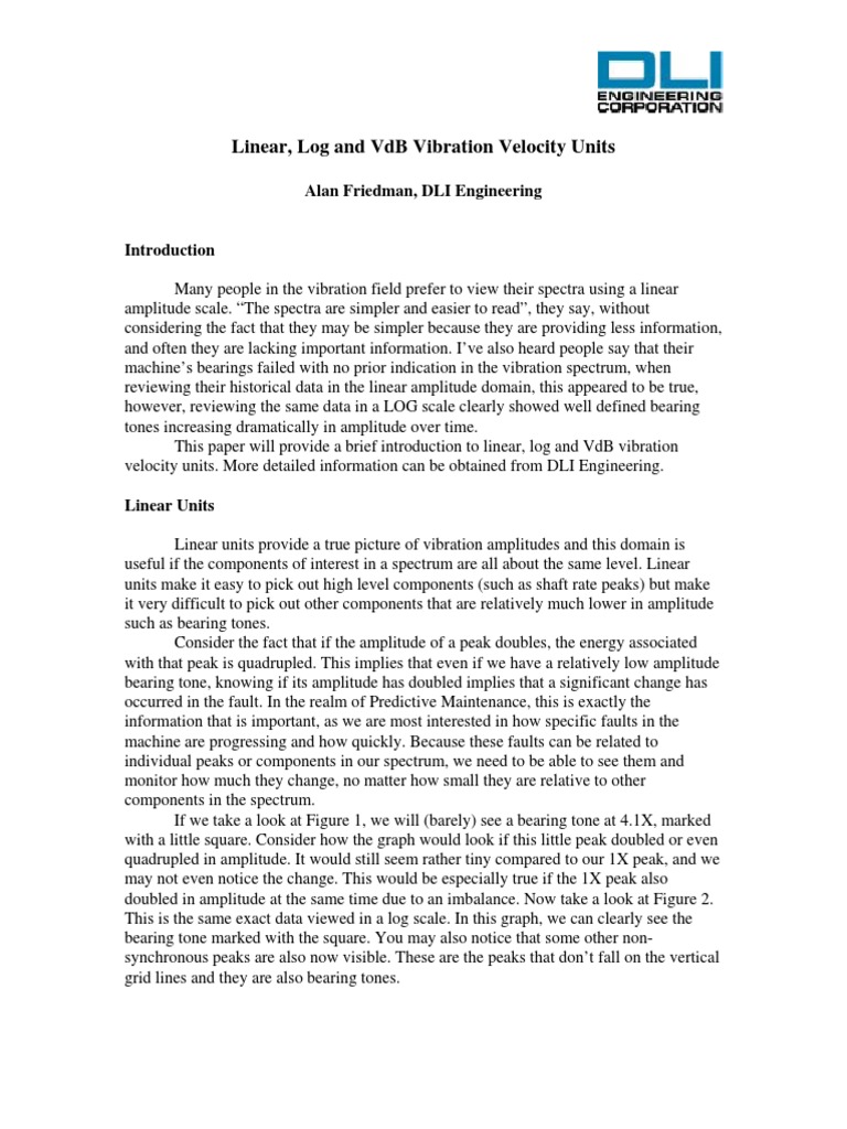 Linear, Log and VDB Vibration Velocity Units | PDF | Spectrum | Logarithm
