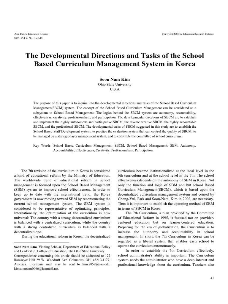 Curriculum Management in Korea PDF | PDF | Curriculum | Evaluation