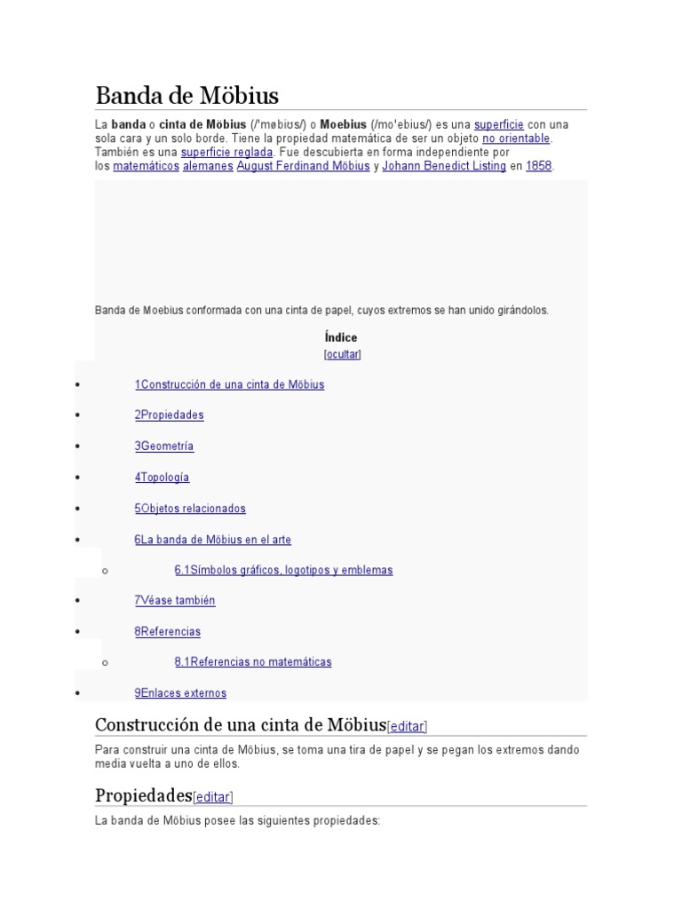 Propiedades y Construcción de la Banda de Möbius | PDF | Geometría ...