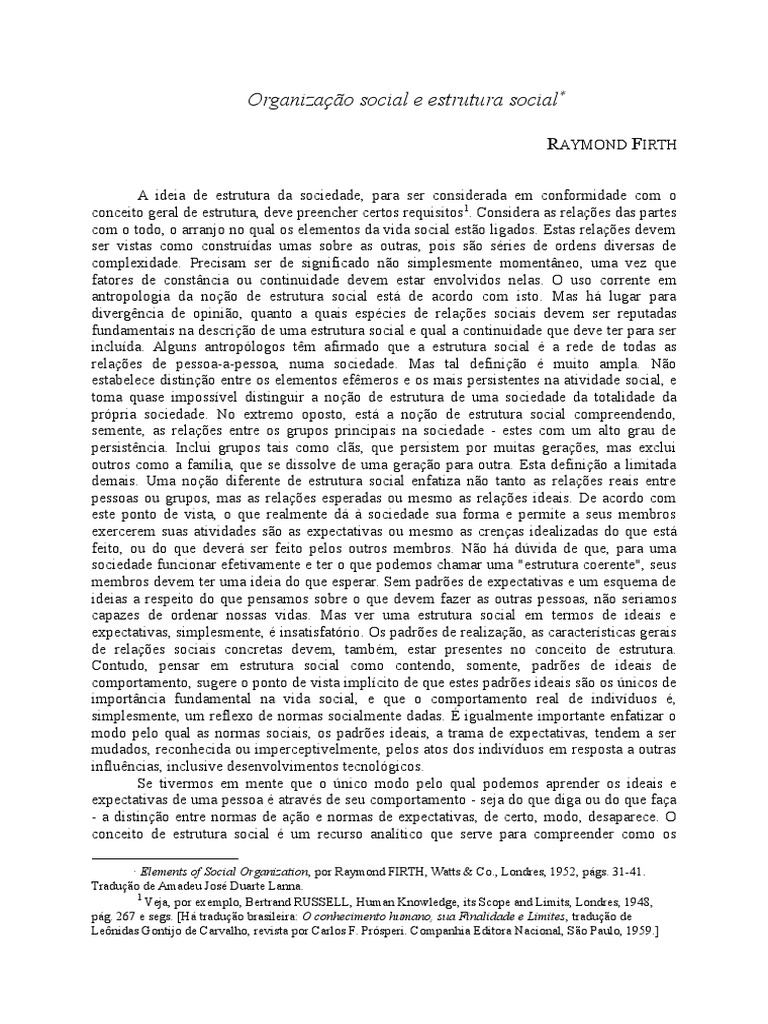Organização Social E Estrutura Social | PDF | Sociologia | Sociedade