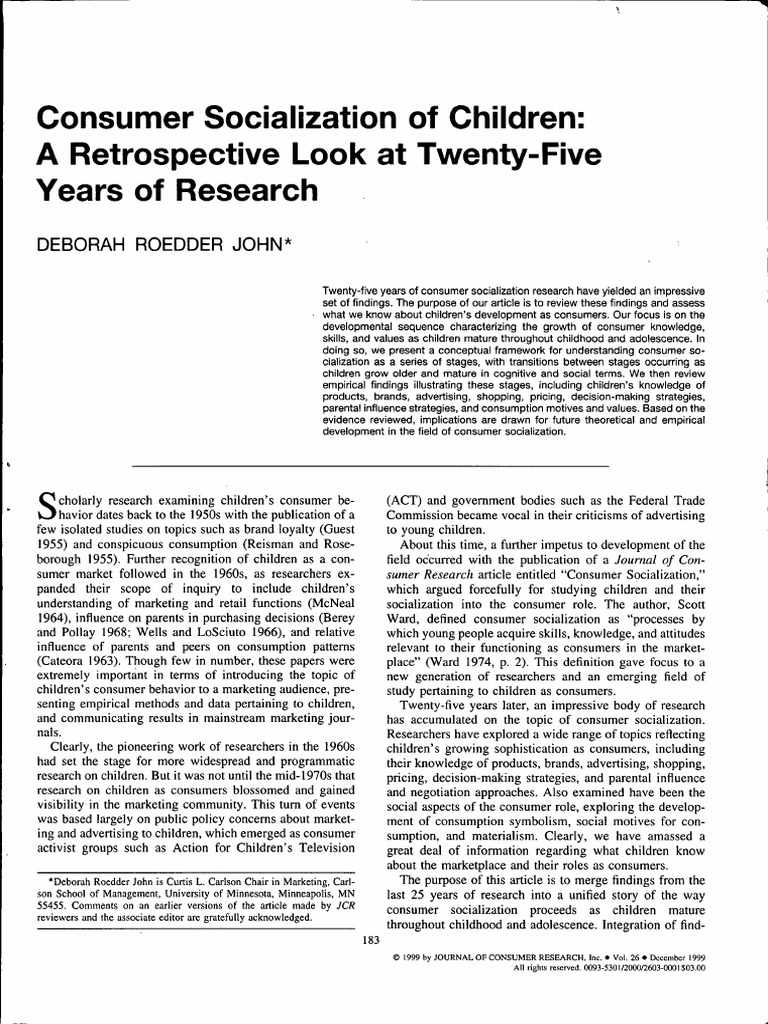 Consumer Socialization of Children | PDF | Socialization | Thought