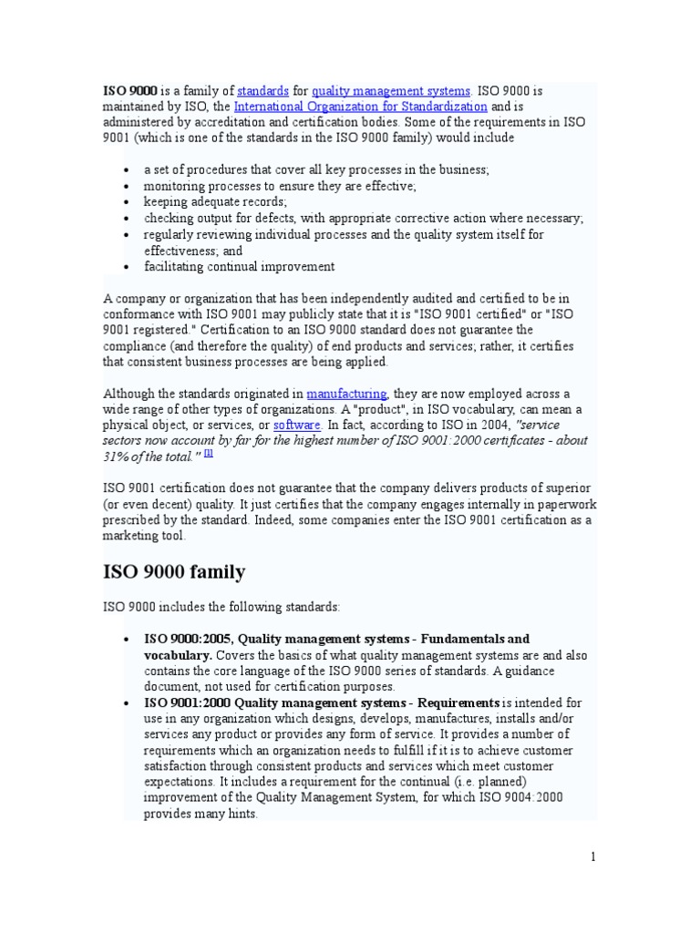 Iso 9000 | PDF | Iso 9000 | Quality Management System