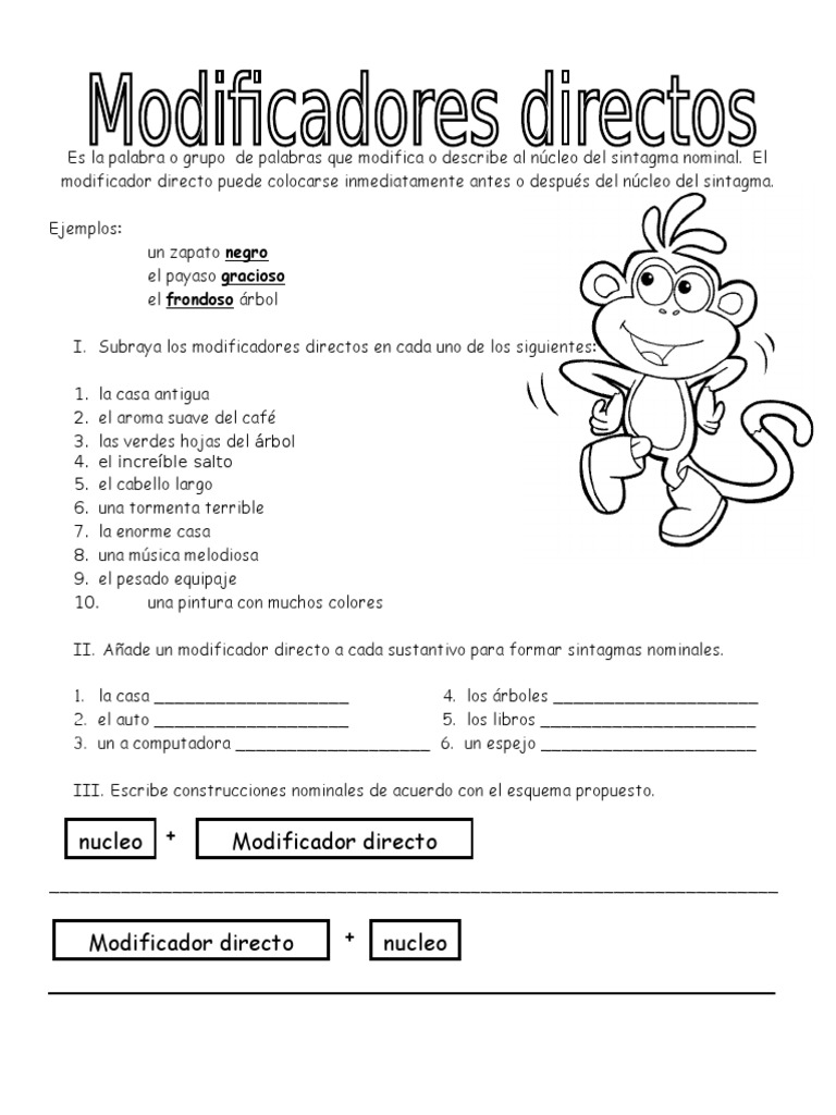 Modificador Directo | PDF | Artes del Lenguaje y Comunicación