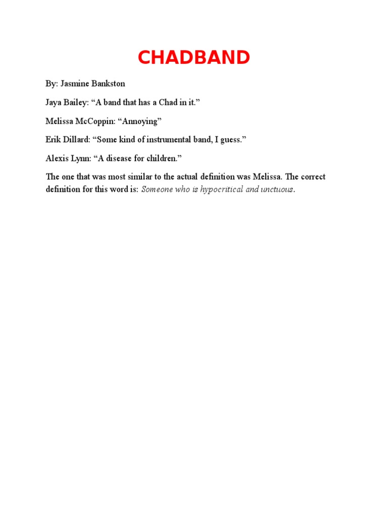 Understanding "Chadband" Definition | PDF | Religion & Spirituality ...