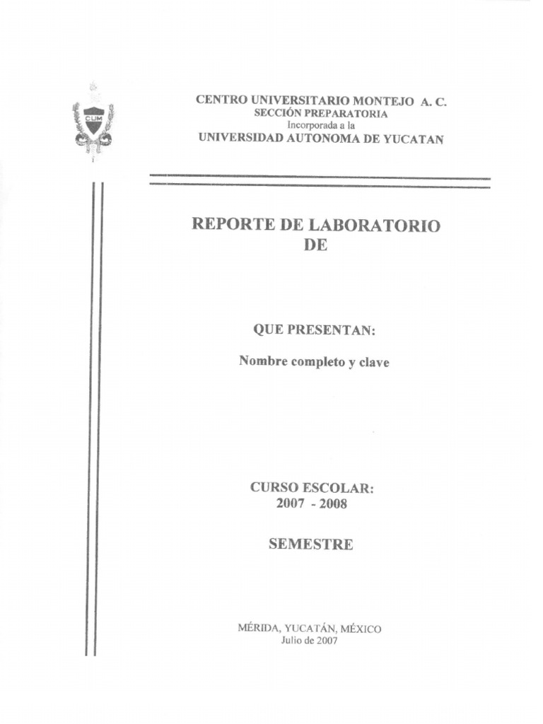 Formato Para El Reporte De Laboratorio Pdf
