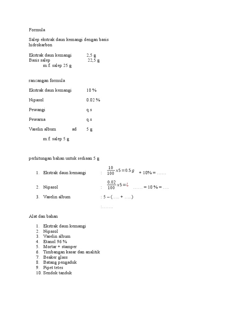 Formula Sediaan Salep Fitofarmasi | PDF | Memasak, Makanan, & Anggur ...