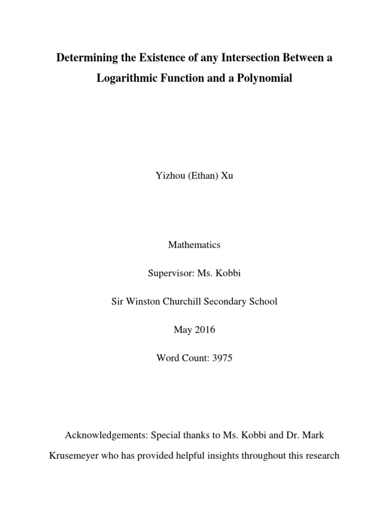 Intersections Between Logarithmic Functions and Polynomials PDF | PDF
