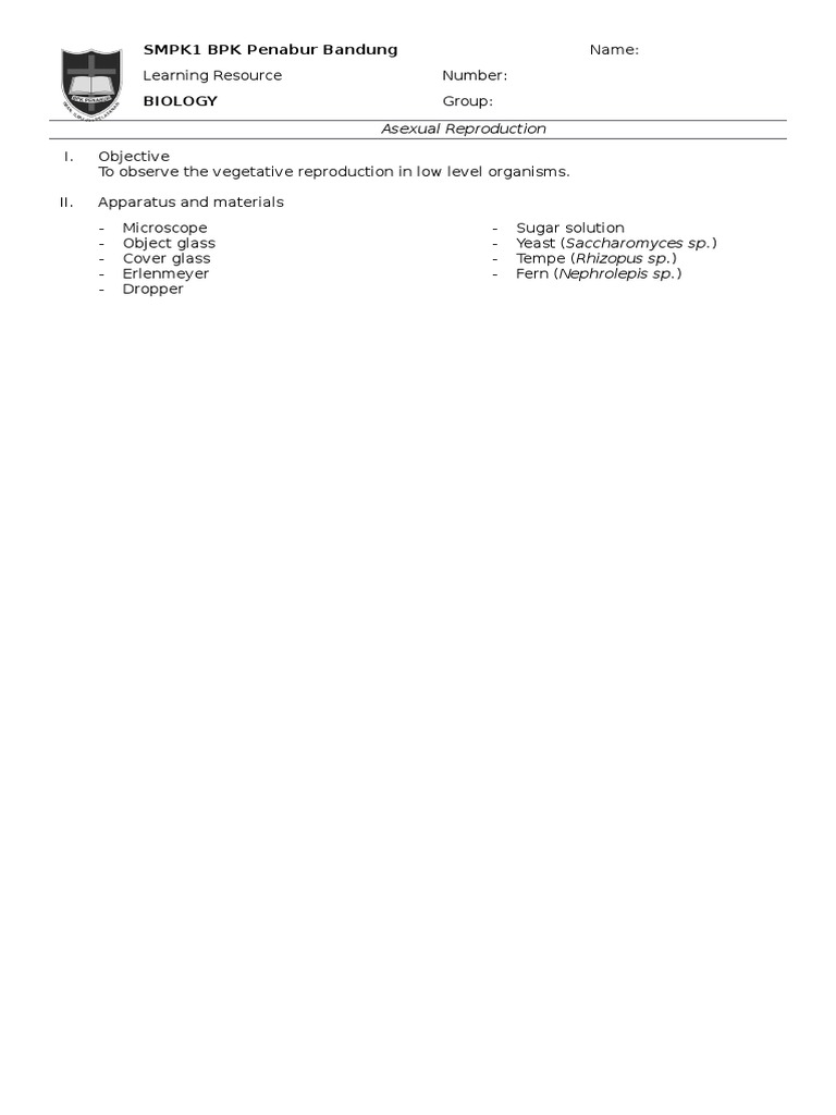 Worksheet. 4. Asexual Reproduction | Download Free PDF | Sexual ...