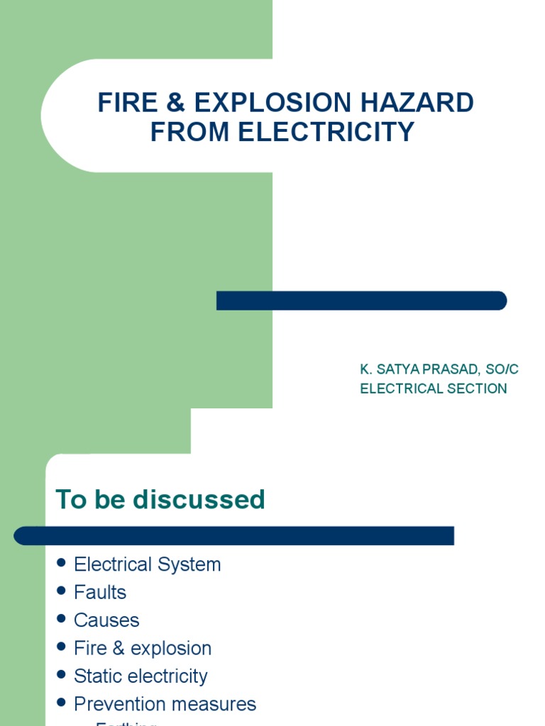 Fire & Explosion Hazard From Electricity1 | PDF | Electric Shock ...