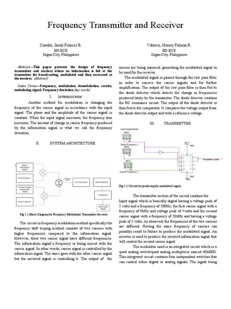 Frequency Transmitter and Receiver | PDF | Detector (Radio) | Modulation