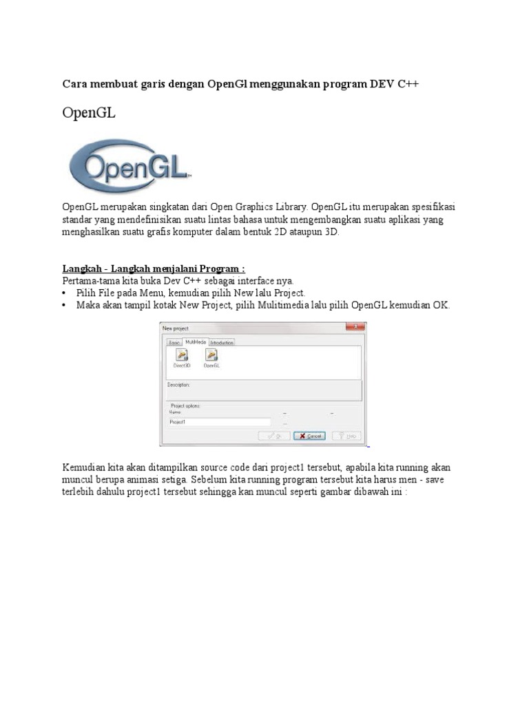 Cara Membuat Garis Dengan OpenGl Menggunakan Program DEV C | PDF