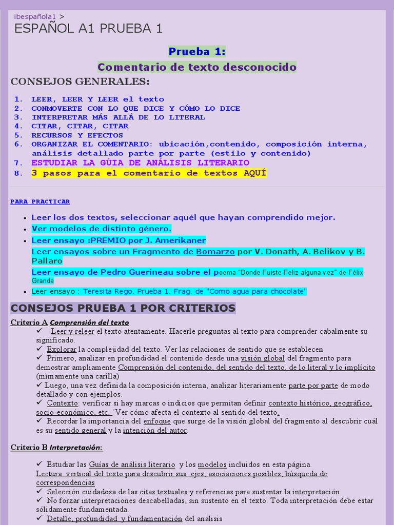 Guía para la Prueba 1 de Literatura IB | PDF | Poesía | Narración