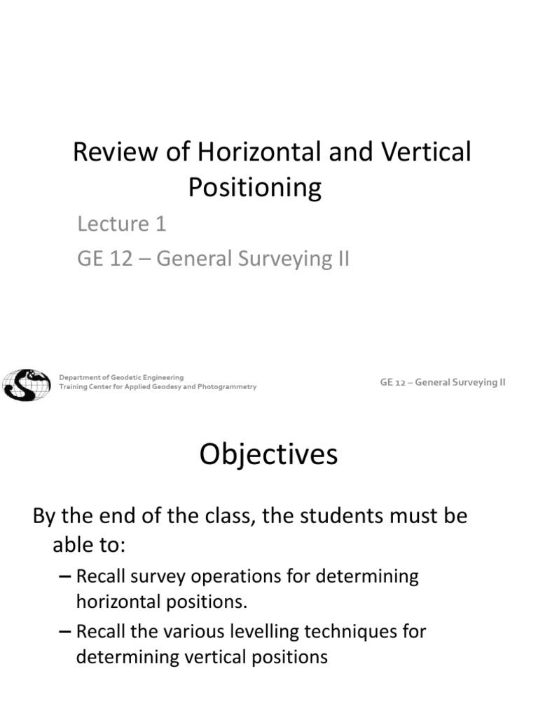Lecture 1A - Horizontal and Vertical Positioning | PDF | Geodesy ...