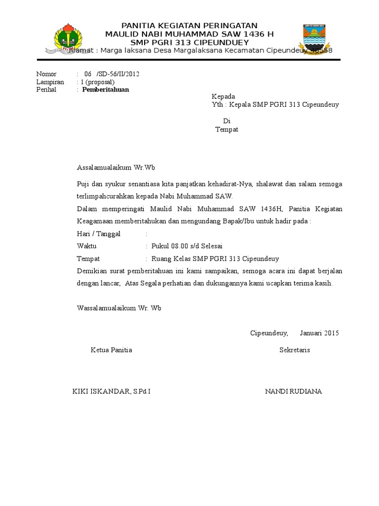 Surat Undangan Maulid Nabi Saw | PDF