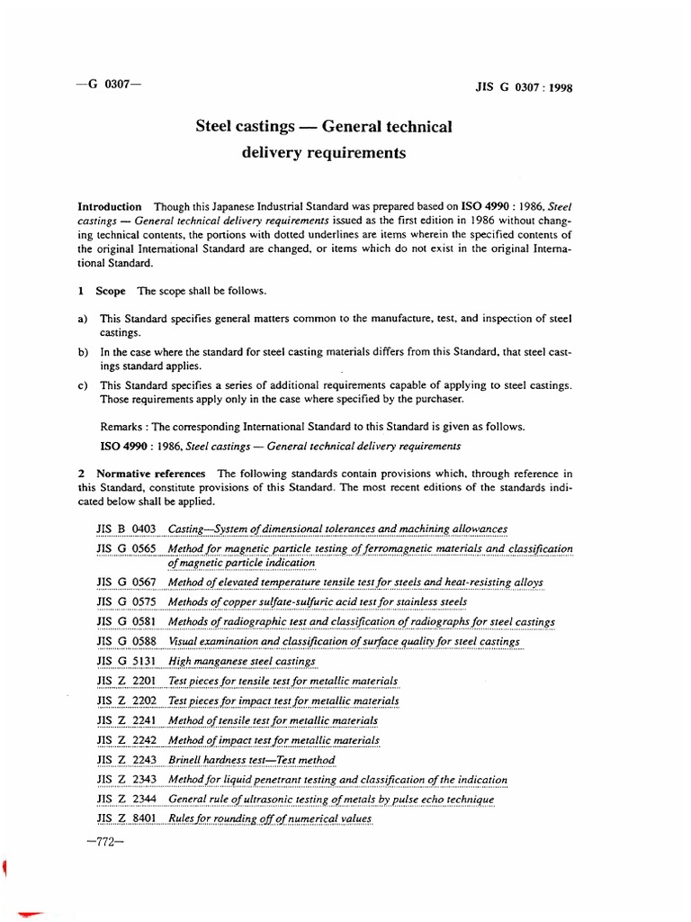 Jis G 0307 1998 (En) | PDF