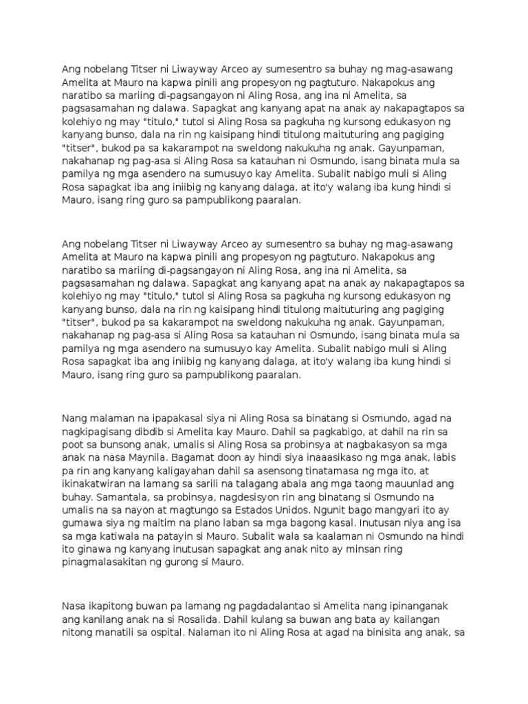 Ang Nobelang Titser Ni Liwayway Arceo Ay Sumesentro Sa Buhay NG Mag | PDF Ang Nobelang Titser Ni Liwayway Arceo Ay Sumesentro Sa Buhay NG Mag | PDF