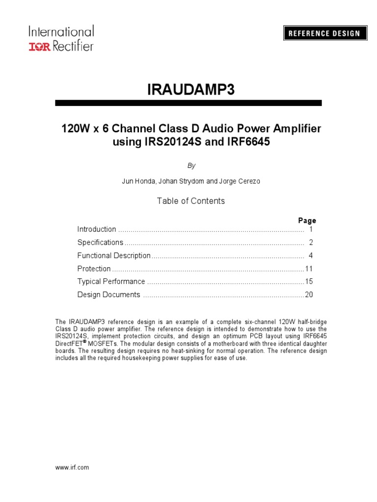 Iraudamp3 - 120W X 6 Channel Class D Audio Power Amplifier Using ...