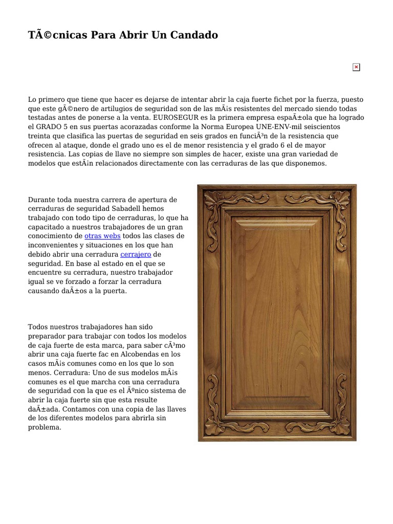 Técnicas para Abrir Un Candado | PDF | Bloqueo (dispositivo de ...