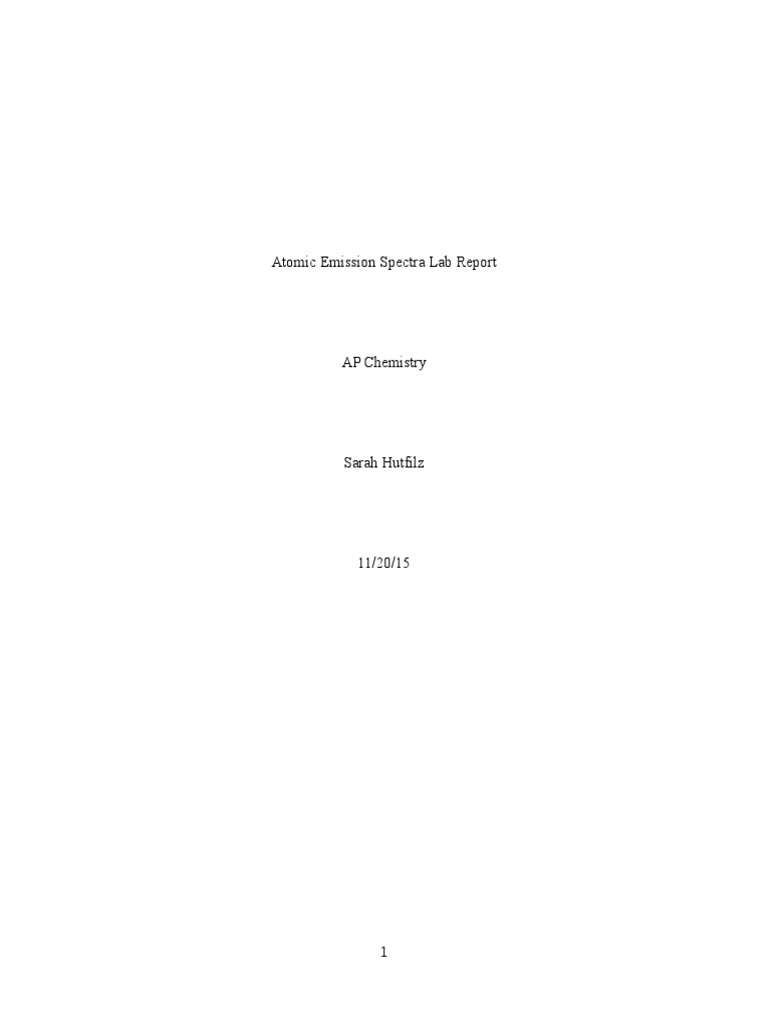 Atomic Emission Spectra Lab Report | PDF | Emission Spectrum | Spectroscopy