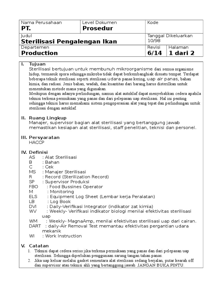 contoh format sop kerja Contoh sop perusahaan serta cara membuatnya ...