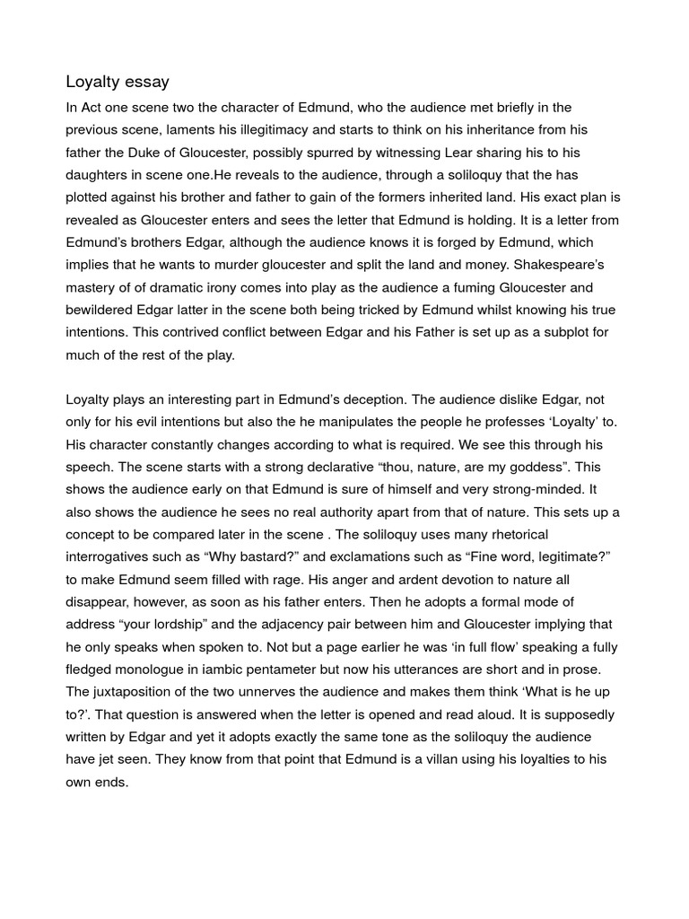 Loyalty Essay | PDF