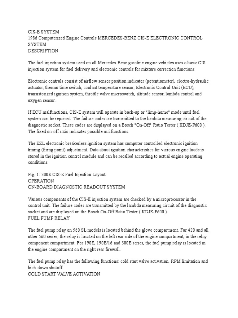 Mercedes-Benz CIS-E System Overview | PDF | Electrical Connector ...