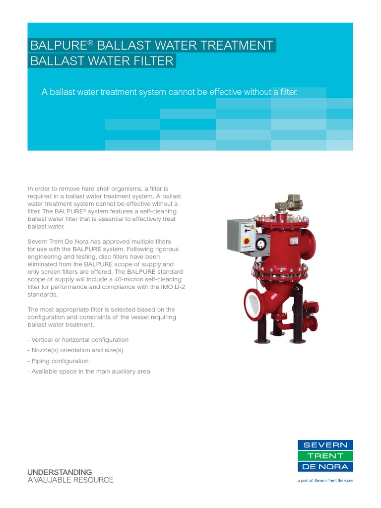 BALPURE - Ballast Water Filter | PDF | Water Treatment | Oil Tanker