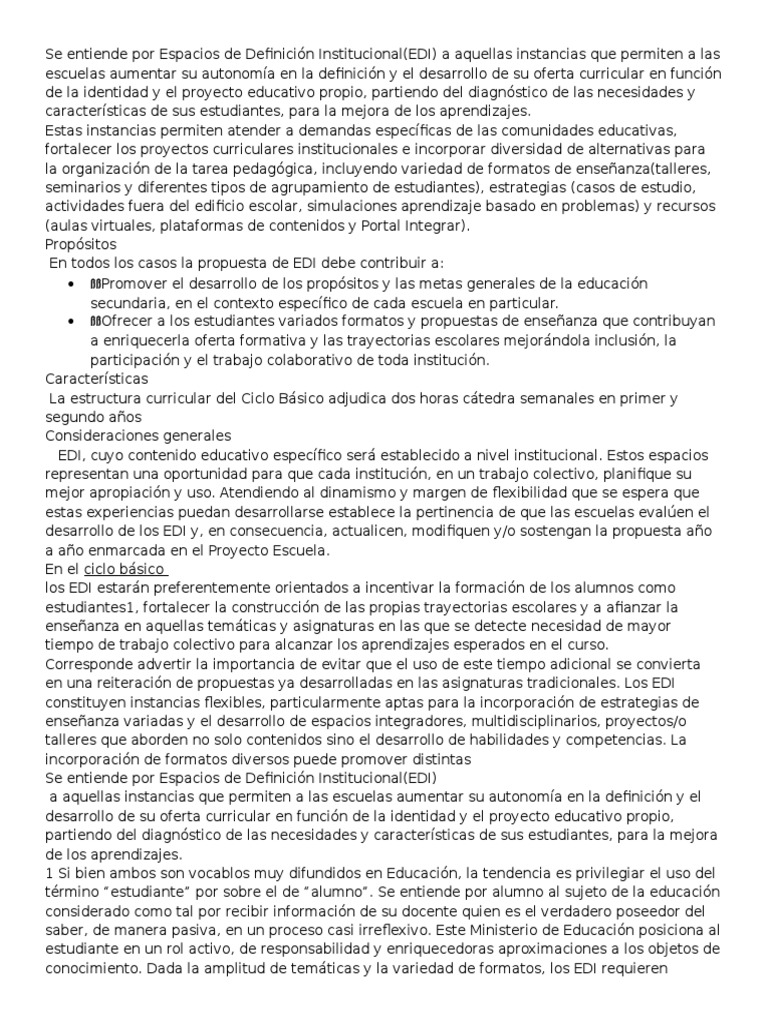 Espacios de Definición Institucional | PDF | Educación Secundaria ...