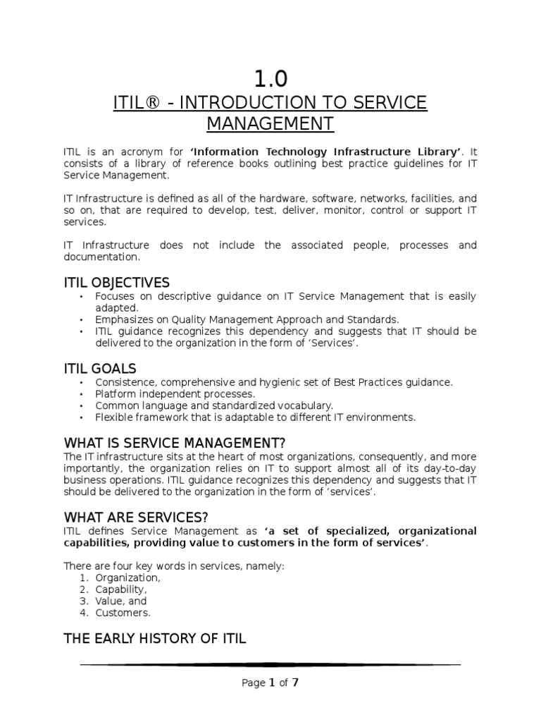 01 Introduction To Service Management | PDF | Itil | It Service Management