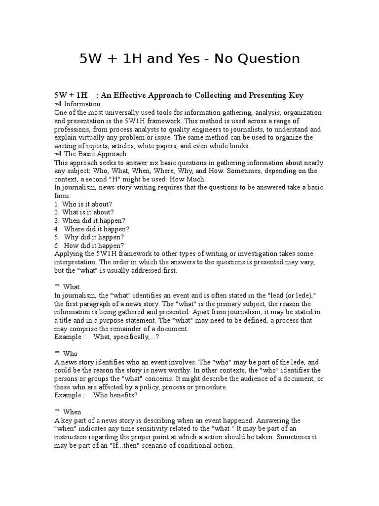 5W 1H | Question | News