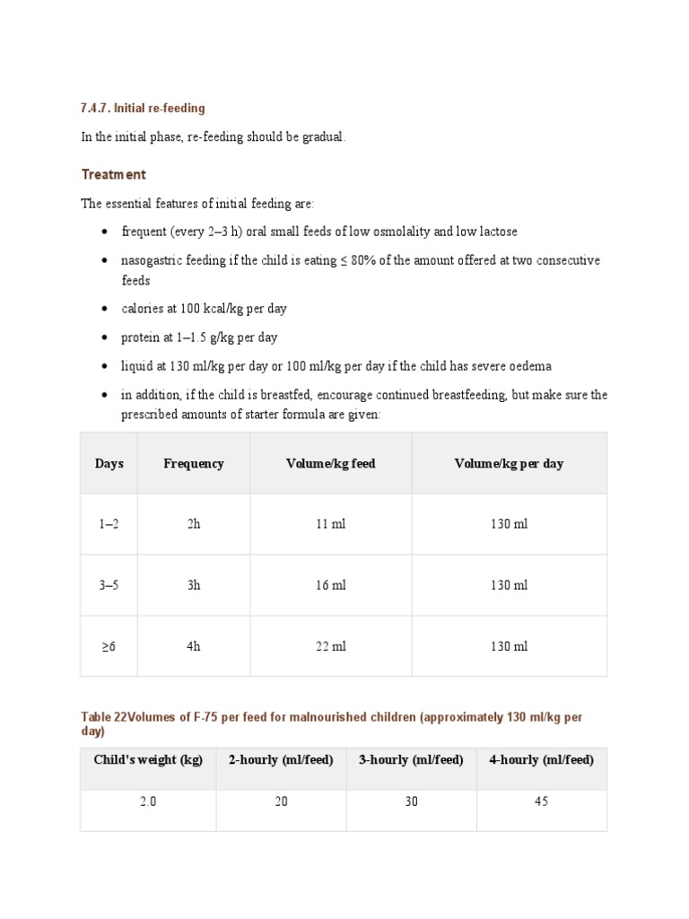 Initial Re-feeding Guidelines for Children | PDF | Wellness