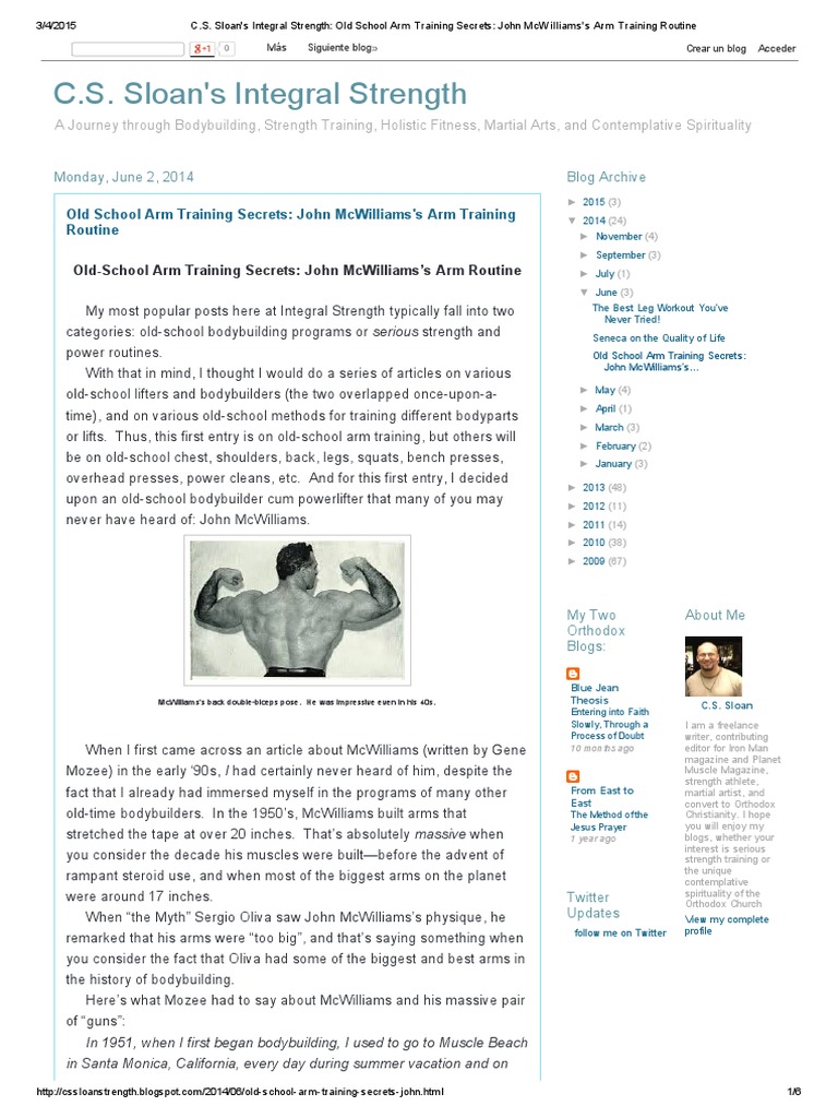 Build 20-Inch Arms: John McWilliams's Arm Training Routine | PDF ...