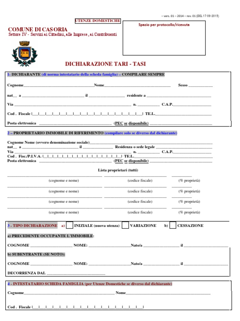 Modello PDF Compilabile Tasi Tari Utenze Domestiche | PDF