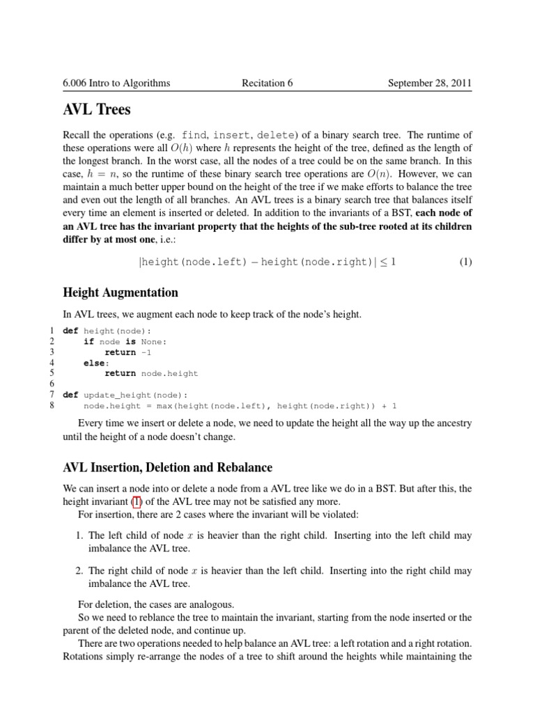AVL Trees: Height Augmentation | PDF | Algorithms | Computer Programming