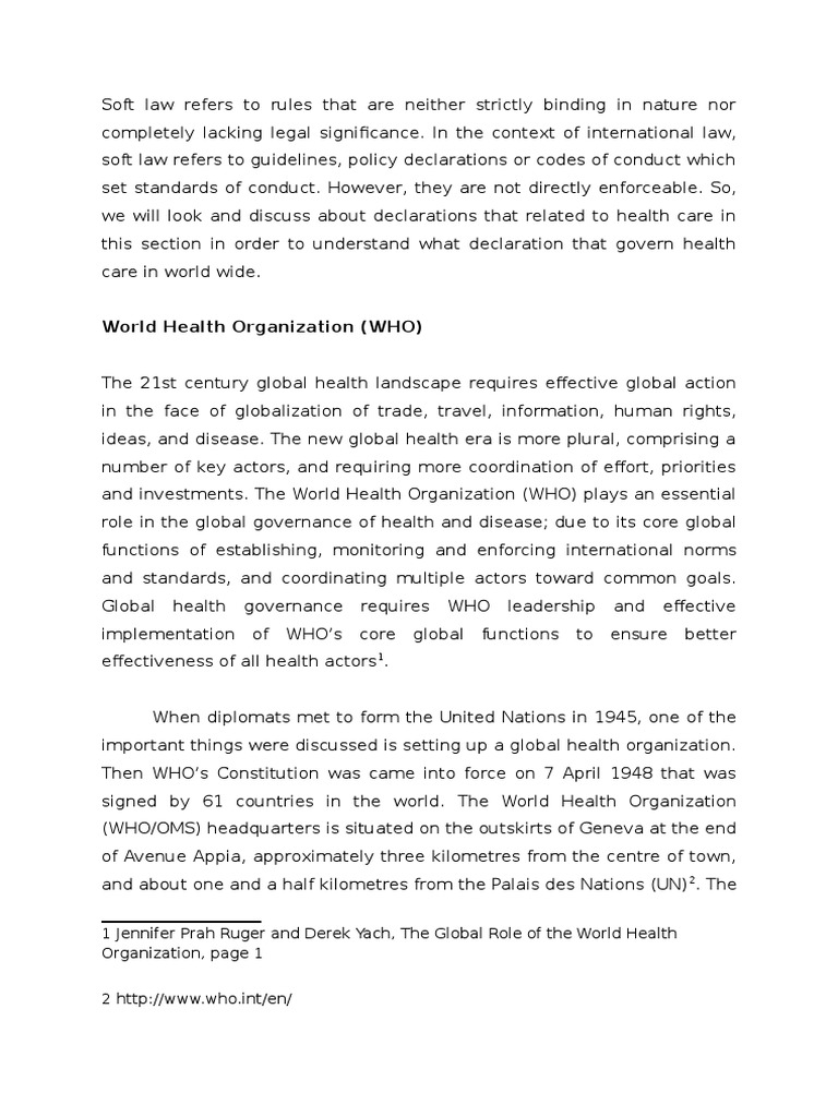 WHO Functions and Global Health Governance | PDF | World Health ...