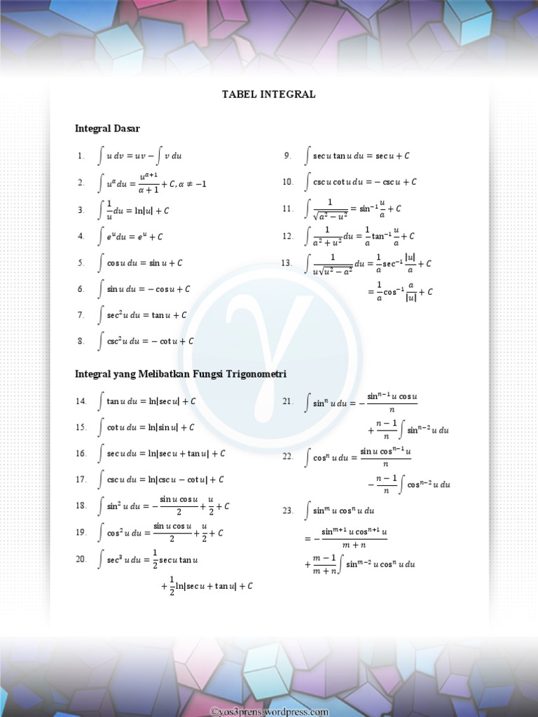 Tabel Integral | PDF